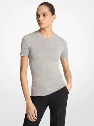 Michael Kors Cashmere Short-sleeve Sweater - Grey