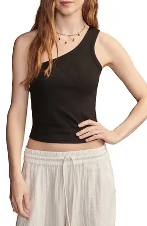 Lucky Brand One-shoulder Rib Tank - Jet Black