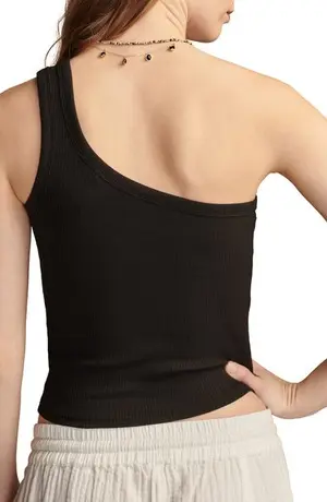 Lucky Brand One-shoulder Rib Tank - Jet Black