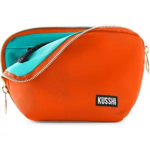 KUSSHI Everyday Makeup Bag - Orange/sea Glass