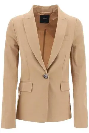 Pinko Linen-blend Single-breasted Blazer - Brown