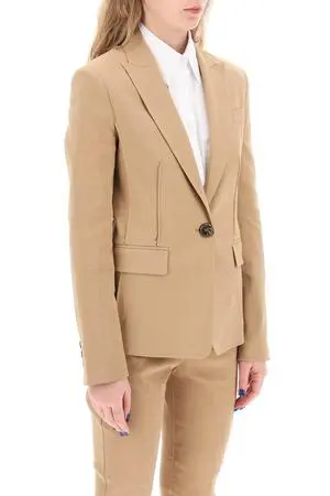 Pinko Linen-blend Single-breasted Blazer - Brown