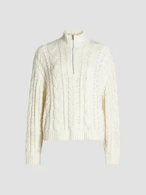 Jenni Kayne Cotton Cable-knit Zip Sweater