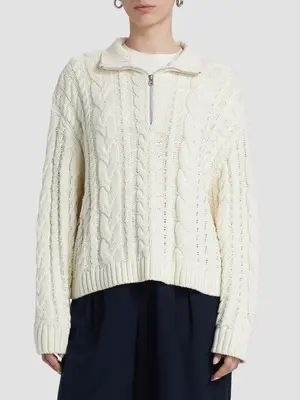 Jenni Kayne Cotton Cable-knit Zip Sweater