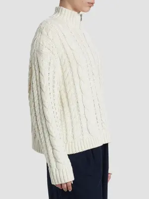 Jenni Kayne Cotton Cable-knit Zip Sweater