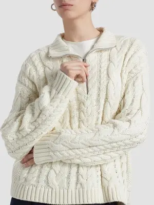 Jenni Kayne Cotton Cable-knit Zip Sweater