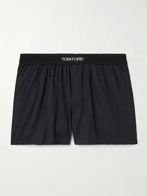 TOM FORD Stretch-cotton Poplin Boxer Shorts - Black