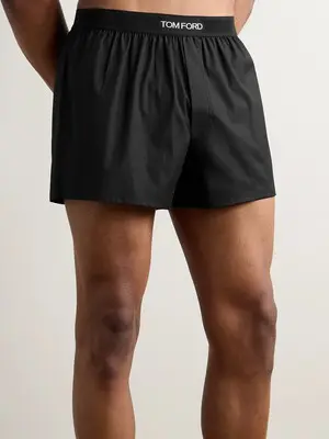 TOM FORD Stretch-cotton Poplin Boxer Shorts - Black