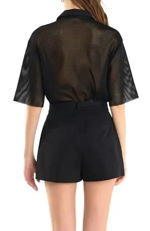 Endless Rose Pocket Mesh Shirt - Black