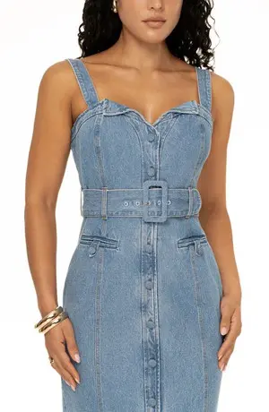 jluxlabel denim dress JLUXLABEL Women's Krishna One Shoulder Maxi Dress
