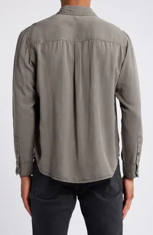 Ag Aiden Solid Lyocell Button-up Shirt - Light Sterling