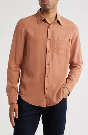Ag Aiden Solid Lyocell Button-up Shirt - Mesa Rust
