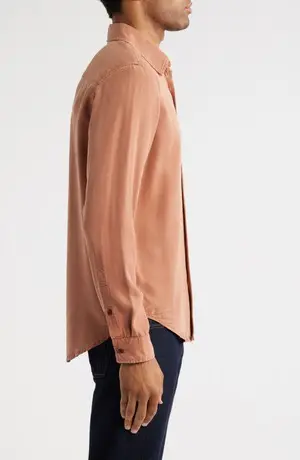 Ag Aiden Solid Lyocell Button-up Shirt - Mesa Rust