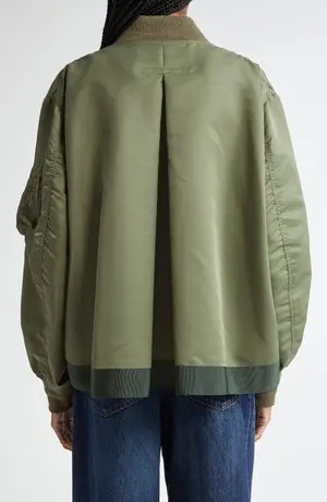 Sacai Nylon Twill Bomber Jacket - Khaki