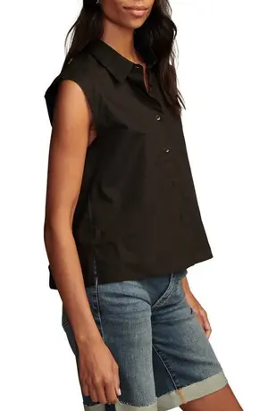 Lucky Brand Button-front Sleeveless Top - Meteorite