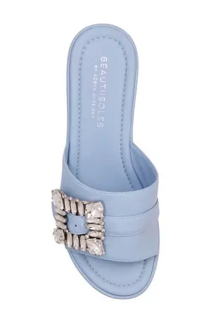 BEAUTIISOLES Dita Platform Slide Sandal - Sky Blue