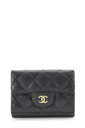 Chanel Caviar Classic Flap Compact Wallet - Black