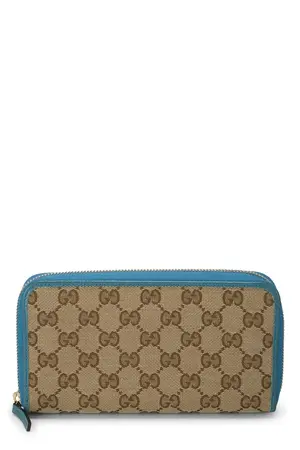 Gucci Original Gg Canvas Zip Around Wallet - Blue
