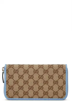 Gucci Original Gg Canvas Zip Around Wallet - Blue