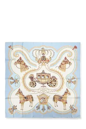 Hermès Multicolor 'paperoles' Silk Scarf 90 - Blue