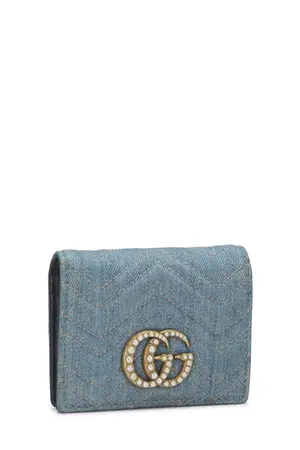 Gucci Denim Gg Marmont Card Case