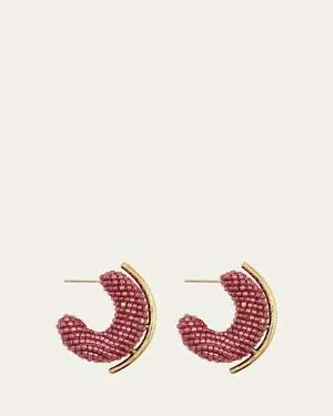 SUSANA VEGA Alba Mini Beaded Hoop Earrings Plum