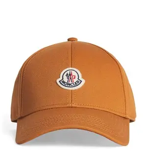 Moncler Cotton Baseball Cap With Logo - Beige