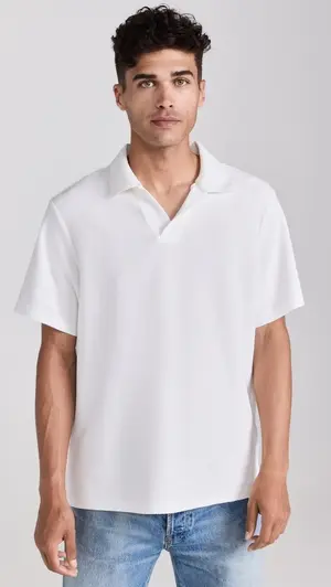 FRAME Short Sleeve Jacquard Polo - Off White