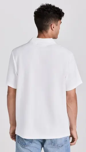 FRAME Short Sleeve Jacquard Polo - Off White