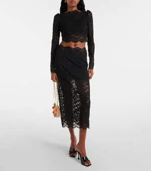 Rabanne Floral Lace Crop Top - Black