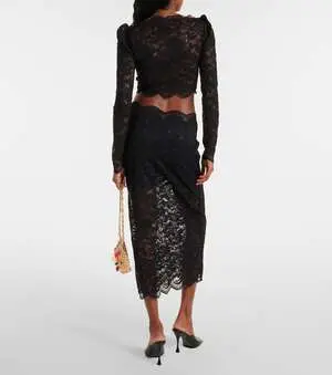 Rabanne Floral Lace Crop Top - Black