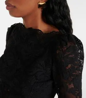 Rabanne Floral Lace Crop Top - Black