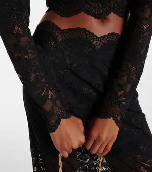 Rabanne Floral Lace Crop Top - Black