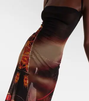 JEAN PAUL GAULTIER Printed Mesh Slip Dress