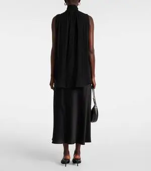 Max Mara Mela Silk Top With Bow Detail - Black