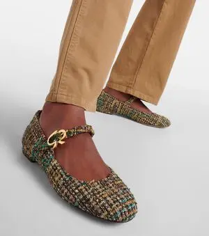 GIANVITO ROSSI Venezia Bouclé Ballet Flats