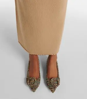 GIANVITO ROSSI Venezia Bouclé Ballet Flats With Buckle Fastening - Brown