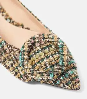 GIANVITO ROSSI Venezia Bouclé Ballet Flats With Buckle Fastening - Brown
