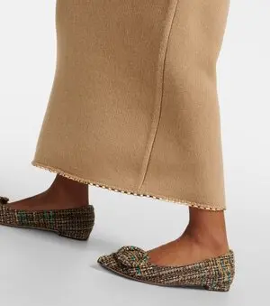 GIANVITO ROSSI Venezia Bouclé Ballet Flats With Buckle Fastening - Brown