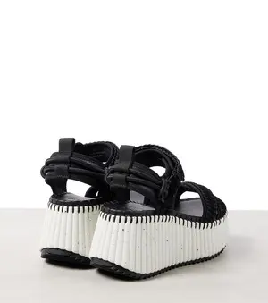Chloé Nama Suede Platform Sandals - Black