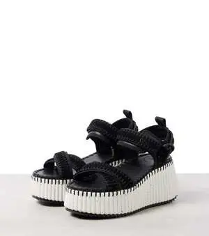 Chloé Nama Suede Platform Sandals - Black