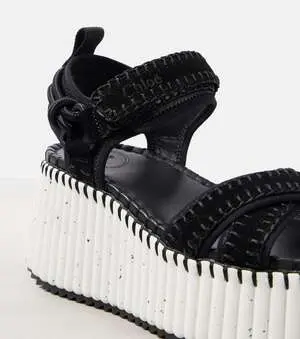 Chloé Nama Suede Platform Sandals - Black