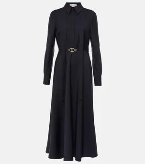 Valentino Garavani Belted Wool-blend Midi Dress