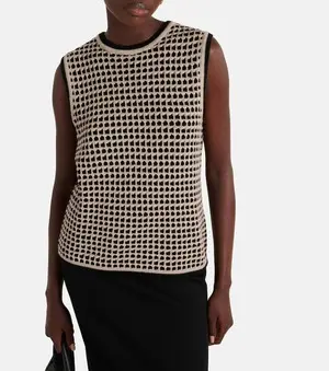 Max Mara Fleres Patterned Cotton Sweater Vest