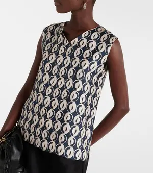 Max Mara Timetop Printed Silk Top