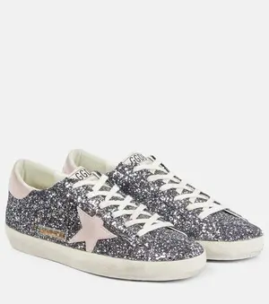 GOLDEN GOOSE Super-star Glitter Sneakers - Silver