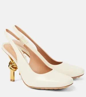 Bottega Veneta Knot Leather Slingback Pumps - White