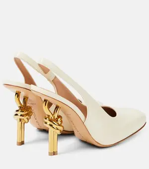 Bottega Veneta Knot Leather Slingback Pumps - White