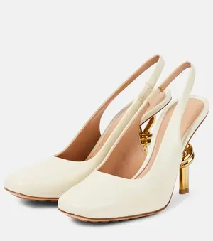 Bottega Veneta Knot Leather Slingback Pumps - White