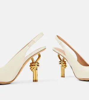 Bottega Veneta Knot Leather Slingback Pumps - White
